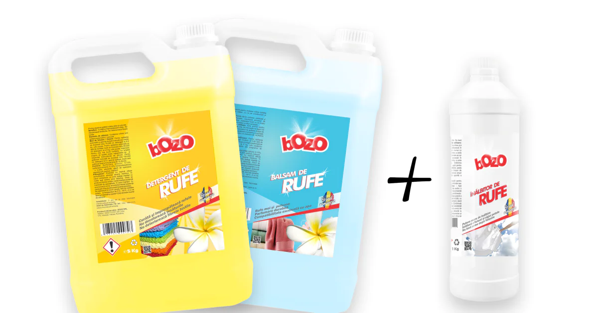Pachet - Bozo Detergent 5Kg + Balsam 5kg + Un Inalbitor GRATUIT